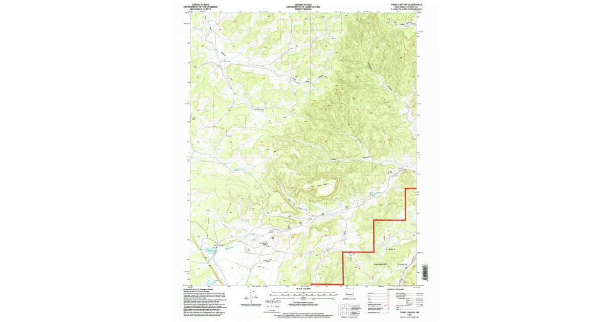 1995 Map of Third Canyon, Catron County, NM — High-Res | Pastmaps