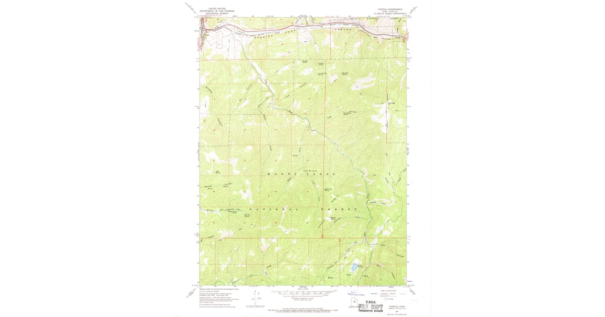 1967 Map of Thistle, Utah County, UT — High-Res | Pastmaps