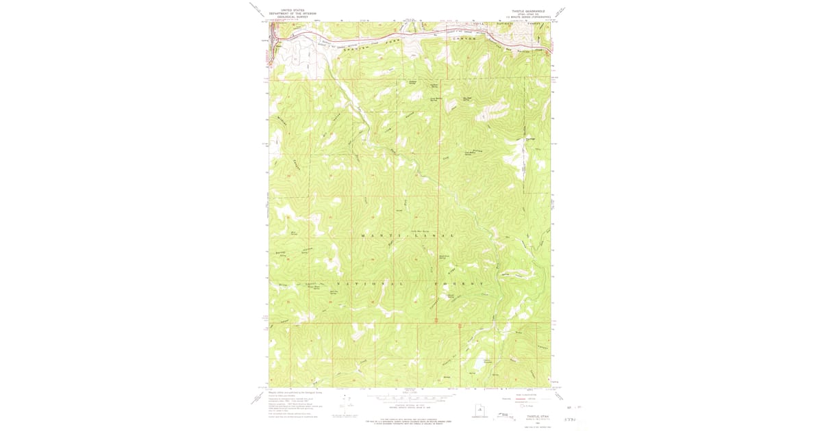 1967 Map of Thistle, Utah County, UT — High-Res, 1975 Print | Pastmaps