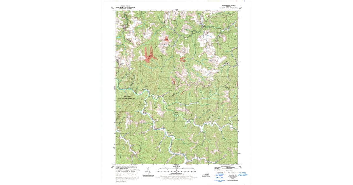 1992 Map of Thomas, Martin County, KY — High-Res | Pastmaps