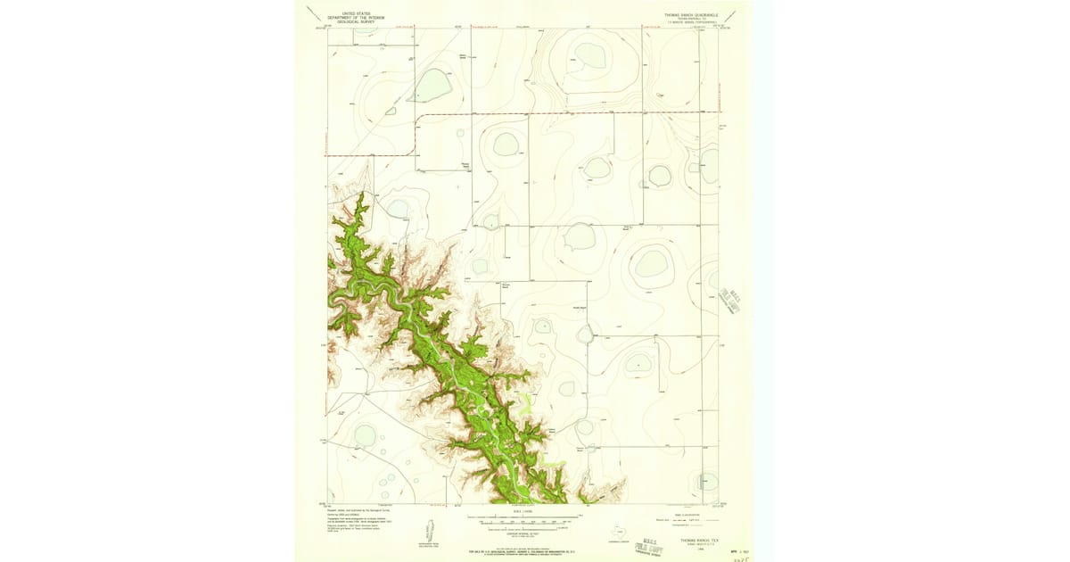 1956 Map of Thomas Ranch, Randall County, TX — High-Res | Pastmaps