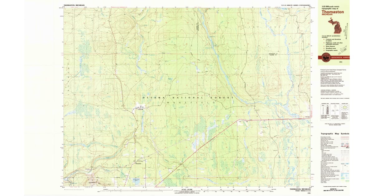 1981 Map of Thomaston, Gogebic County, MI — High-Res | Pastmaps