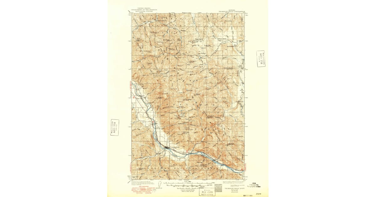1937 Map of Thompson Falls, MT — High-Res | Pastmaps