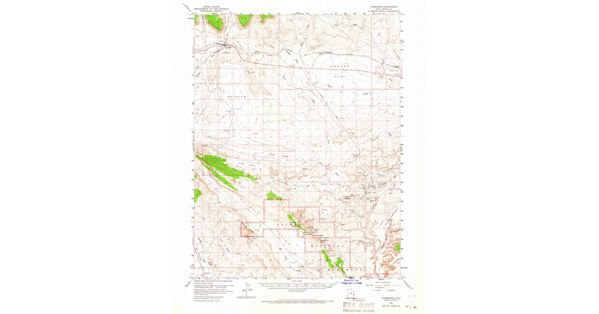 1958 Map of Thompson, Grand County, UT — High-Res, 1966 Print | Pastmaps