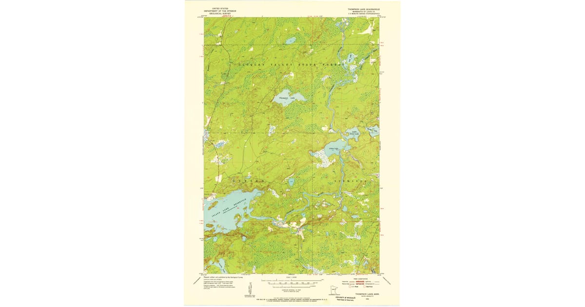 1954 Map of Thompson Lake, St. Louis County, MN — High-Res | Pastmaps
