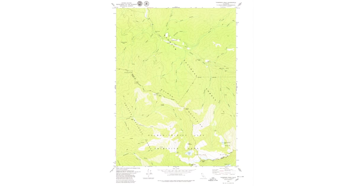 1979 Map of Thompson Peak, Siskiyou County, CA — High-Res | Pastmaps