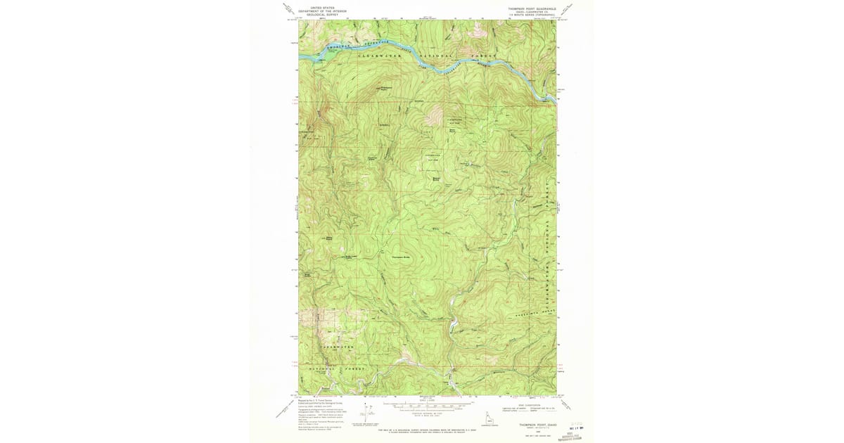 1969 Map of Thompson Point, Clearwater County, ID — High-Res | Pastmaps