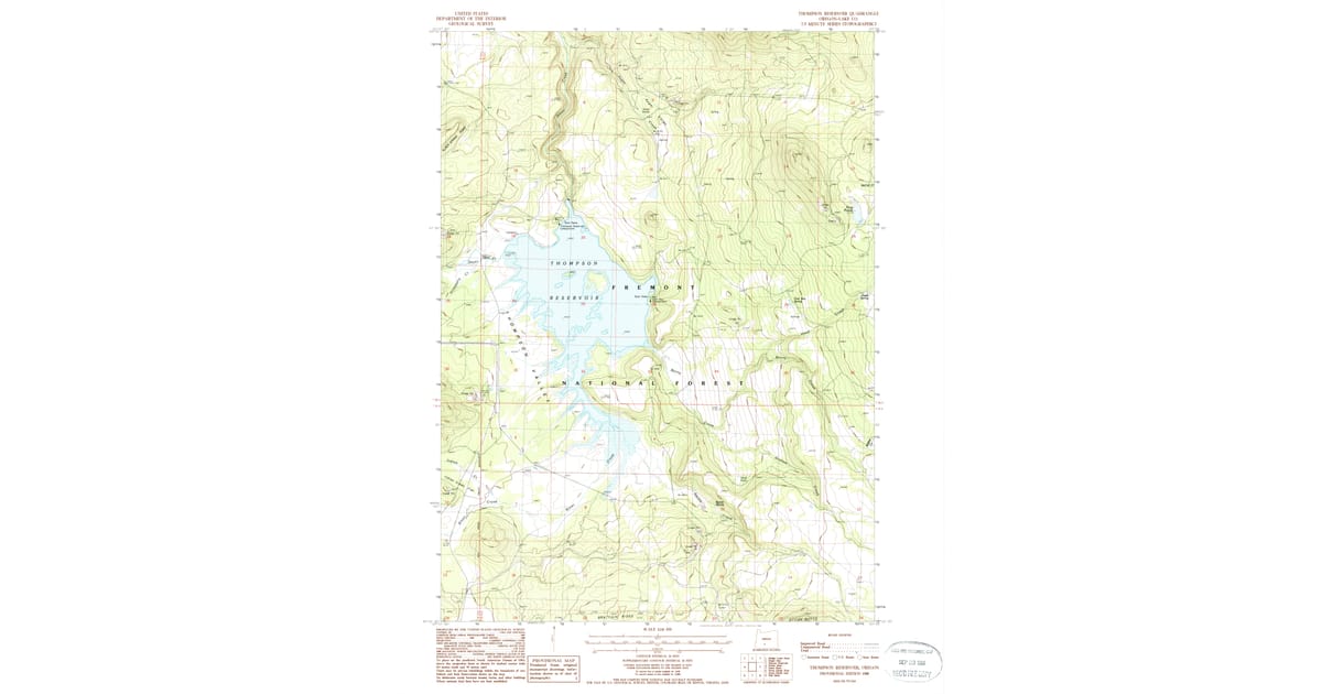 1988 Map of Thompson Reservoir, Lake County, OR — High-Res | Pastmaps