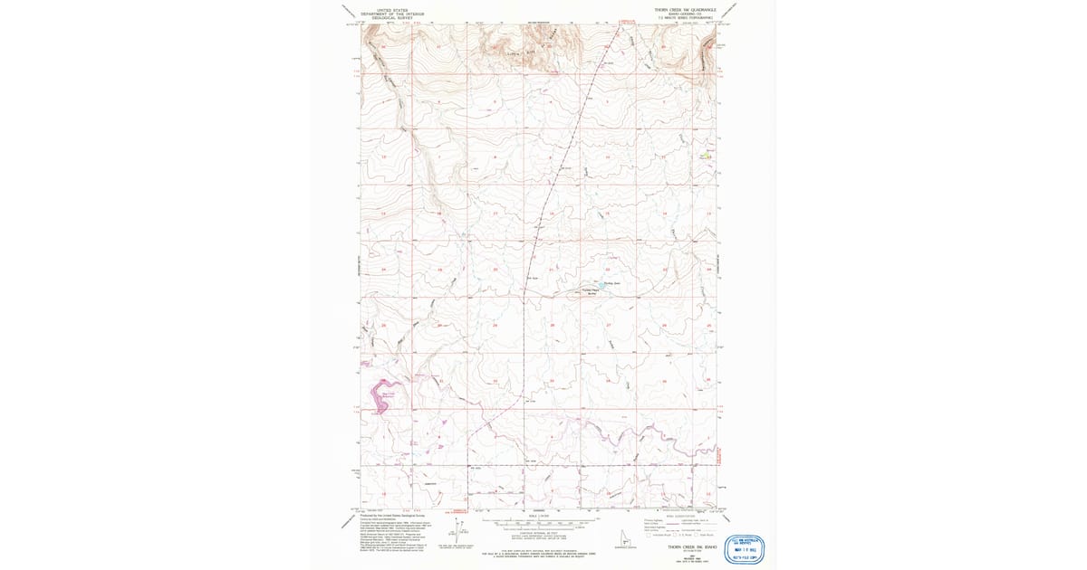 1957 Map of Thorn Creek SW, Gooding County, ID — High-Res, 1992 Print ...