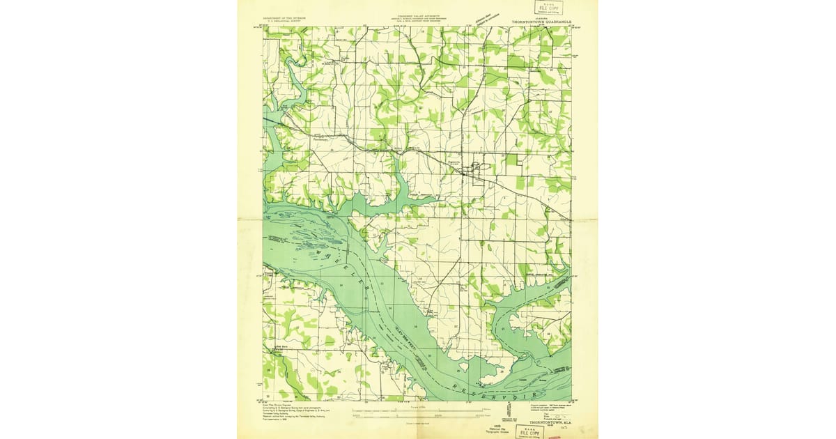 1936 Map of Thorntontown, Lauderdale County, AL — High-Res | Pastmaps