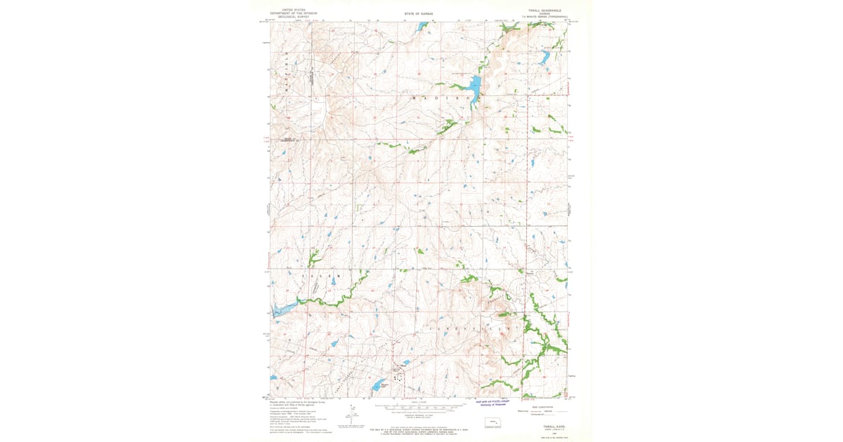 1967 Map of Thrall, Greenwood County, KS — High-Res | Pastmaps