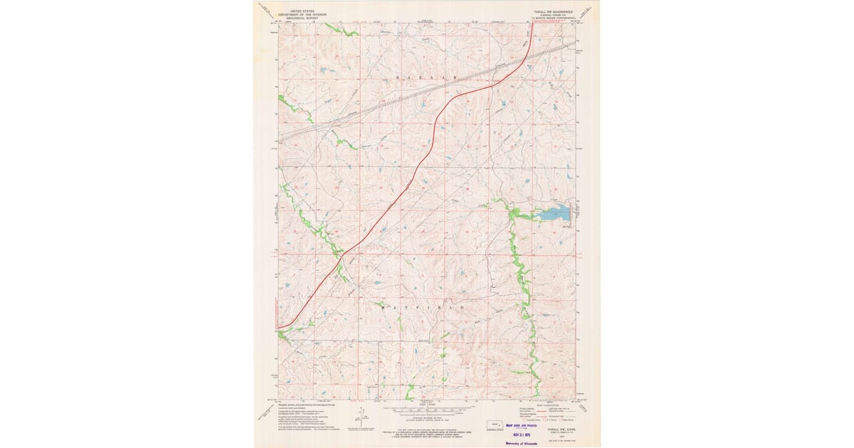 1973 Map of Thrall NW, Chase County, KS — High-Res | Pastmaps