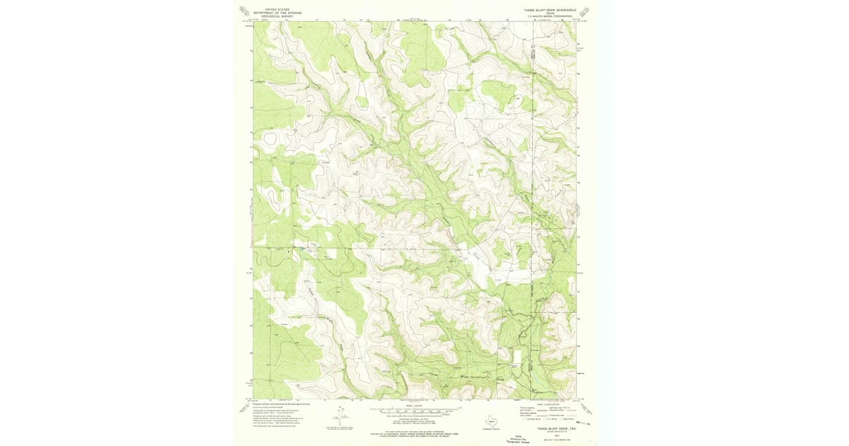 1973 Map of Three Bluff Draw, Reagan County, TX — High-Res | Pastmaps