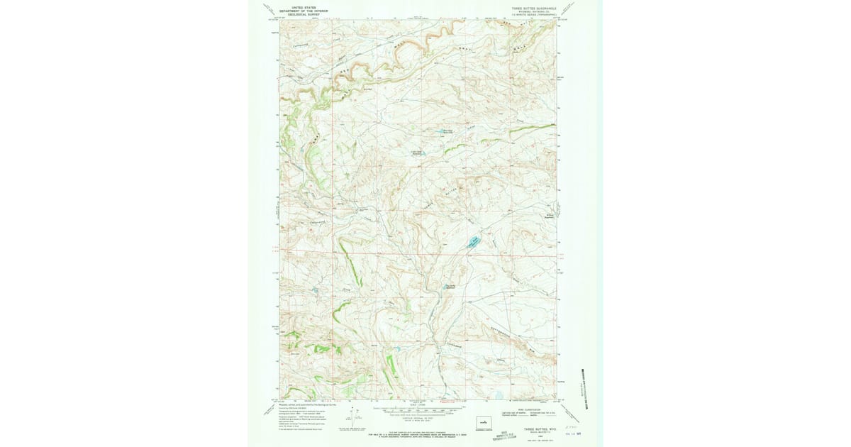 1968 Map of Three Buttes, Natrona County, WY — High-Res | Pastmaps