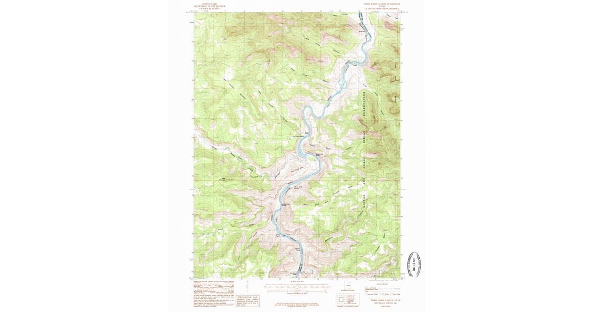 1985 Map of Three Fords Canyon, Emery County, UT — High-Res | Pastmaps