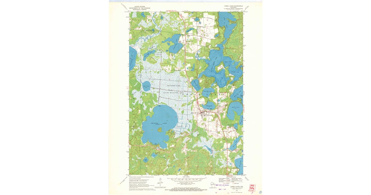 1970 Map of Three Lakes, WI — High-Res | Pastmaps