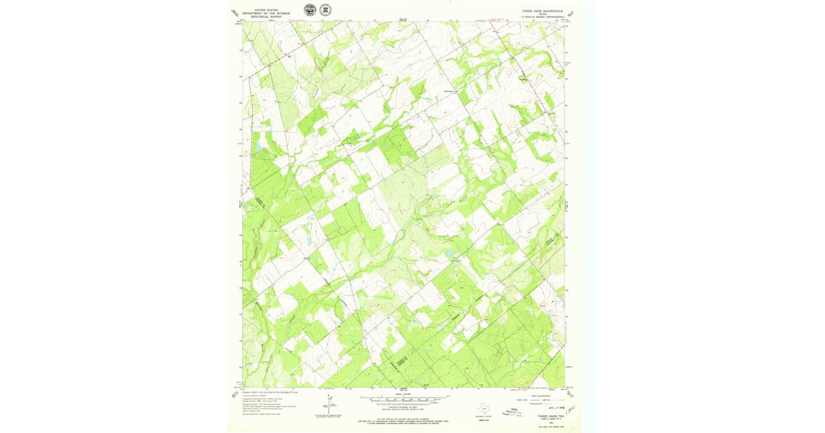 1961 Map of Three Oaks, Wilson County, TX — High-Res, 1979 Print | Pastmaps