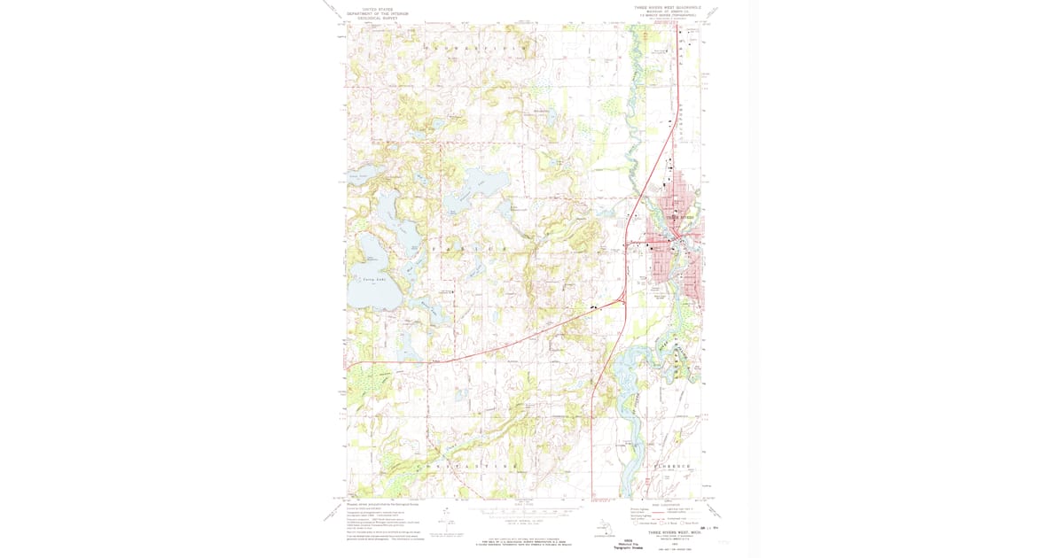 1972 Map of Three Rivers West, St. Joseph County, MI — High-Res | Pastmaps
