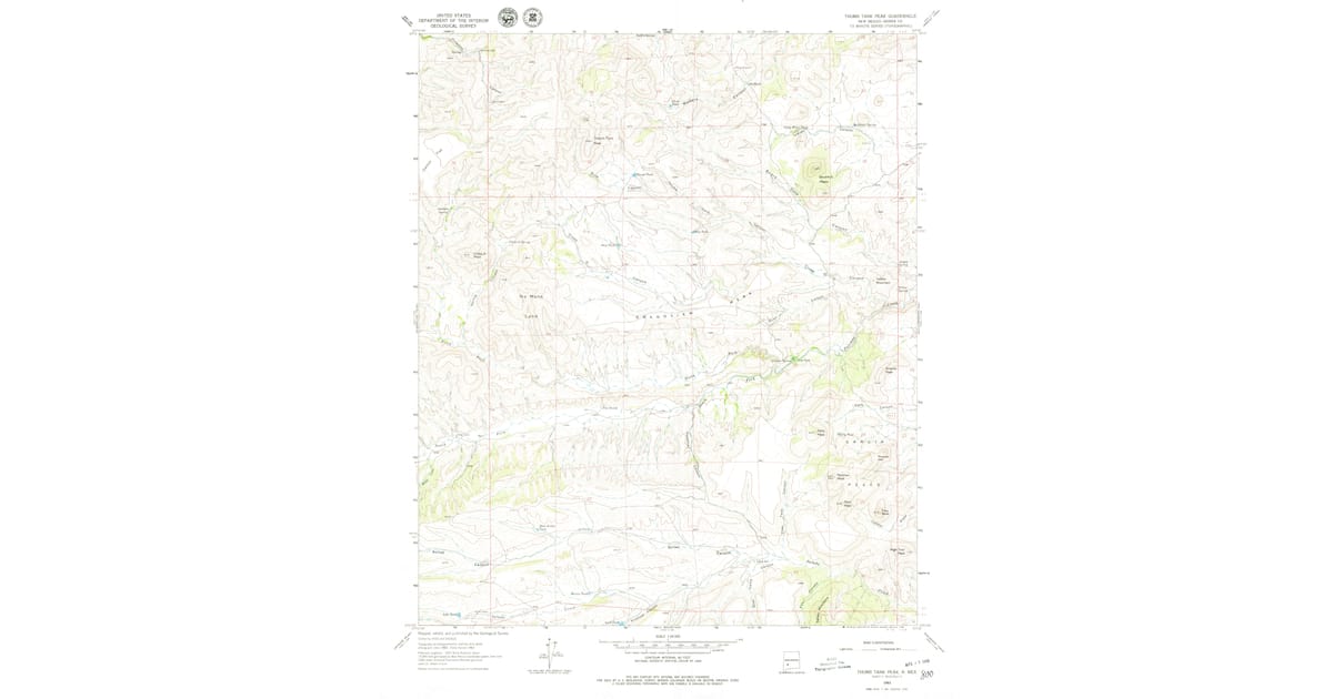 1963 Map of Thumb Tank Peak, Sierra County, NM — High-Res, 1980 Print ...