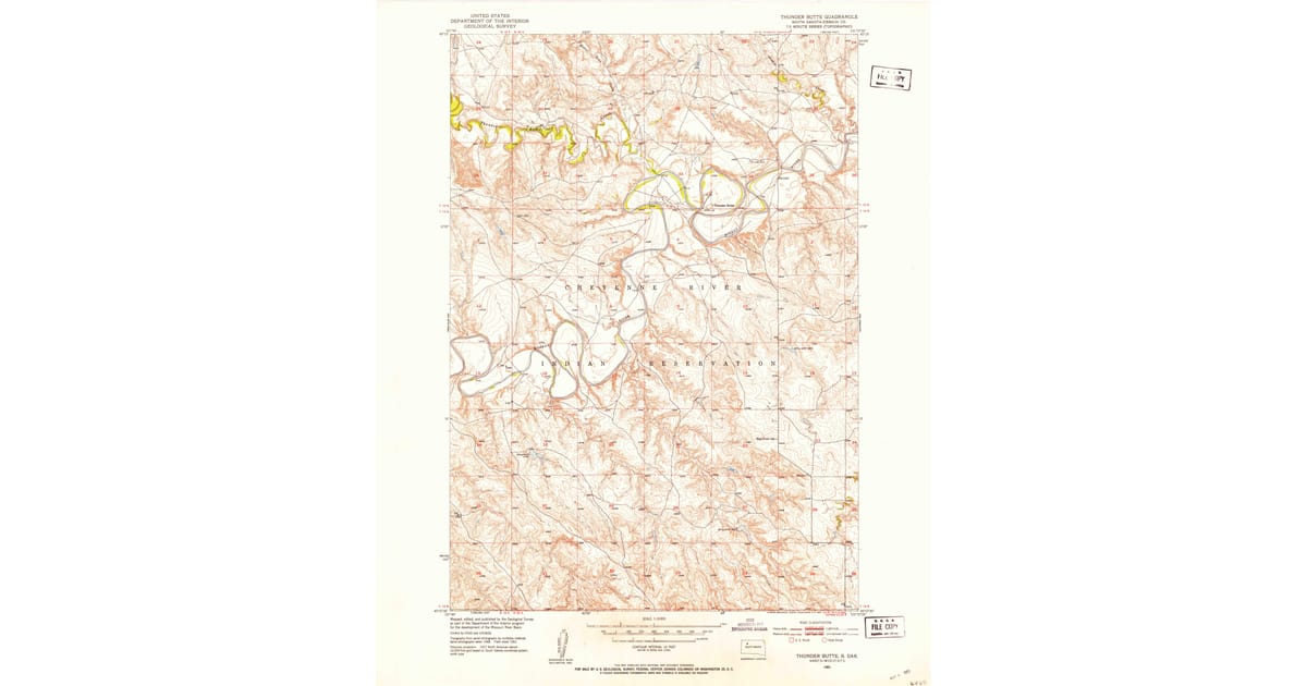 1951 Map of Thunder Butte, Ziebach County, SD — High-Res | Pastmaps