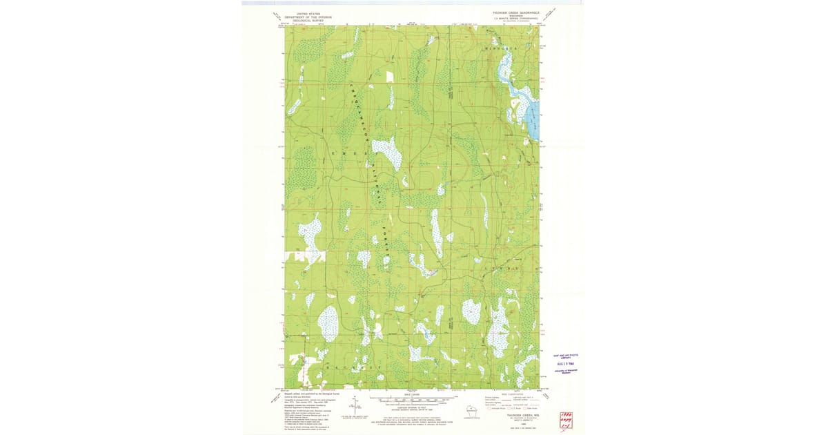 1980 Map of Thunder Creek, Price County, WI — High-Res | Pastmaps