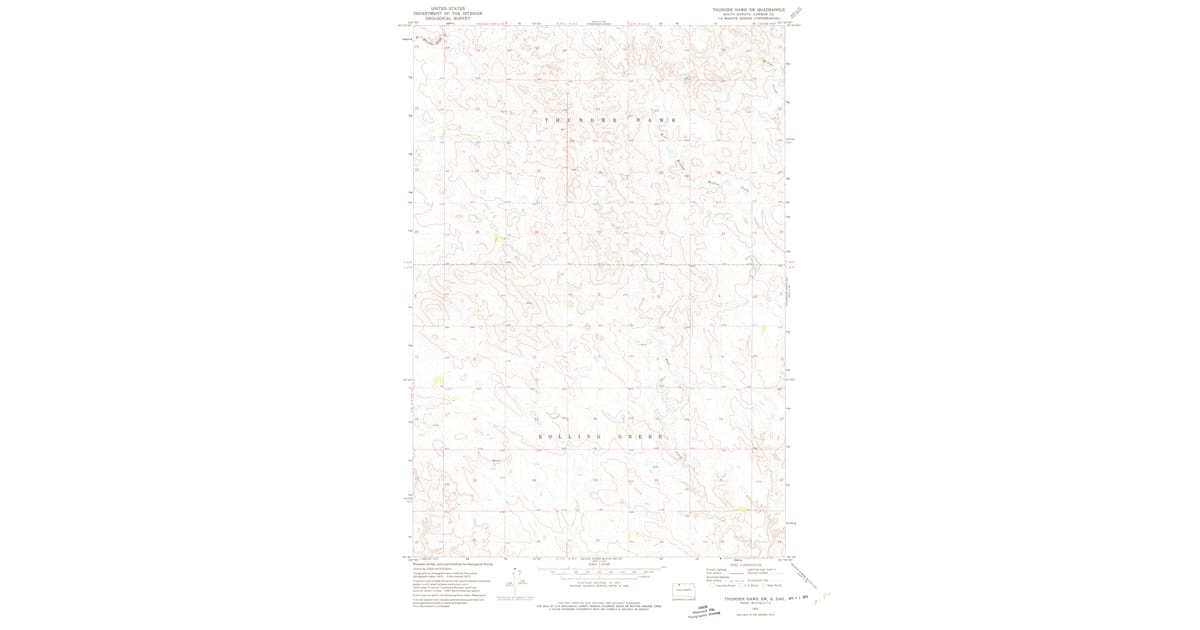 1972 Map of Thunder Hawk SW, Corson County, SD — High-Res | Pastmaps