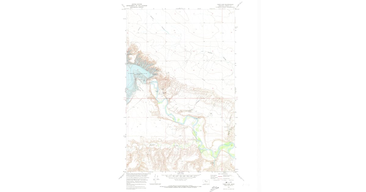 1970 Map of Tiber Dam, Liberty County, MT — High-Res | Pastmaps
