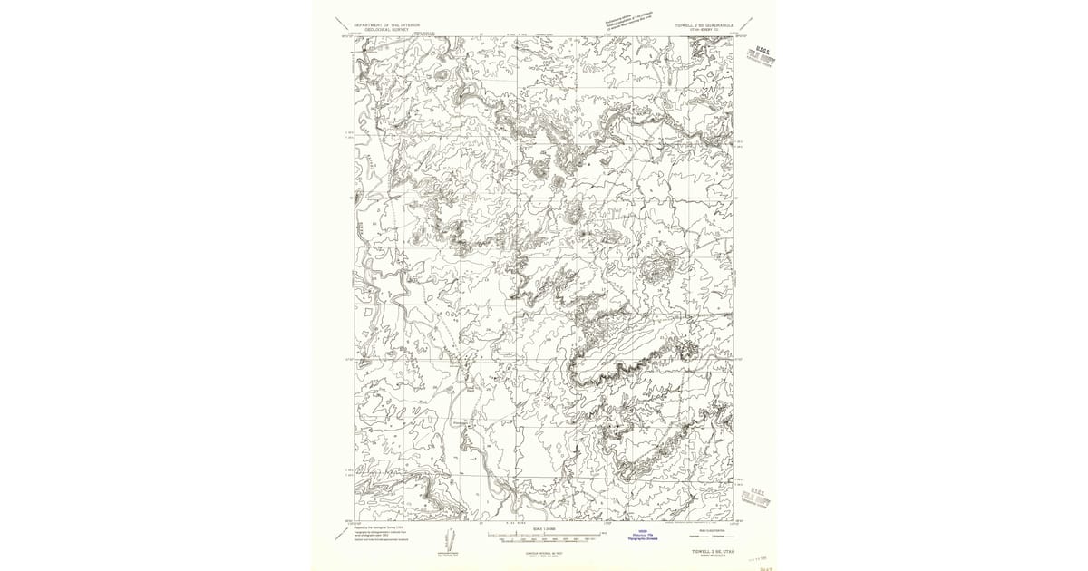 1954 Map of Tidwell 2 SE, Emery County, UT — High-Res | Pastmaps