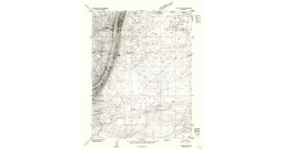 1953 Map of Tidwell 2 SW, Emery County, UT — High-Res | Pastmaps