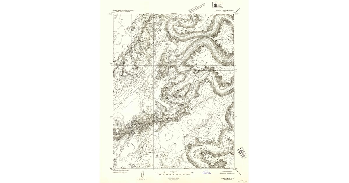 1952 Map of Tidwell 4 SE, Emery County, UT — High-Res | Pastmaps