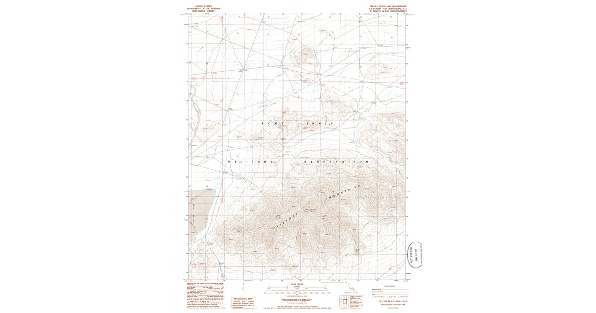 1986 Map of Tiefort Mountains, San Bernardino County, CA — High-Res ...