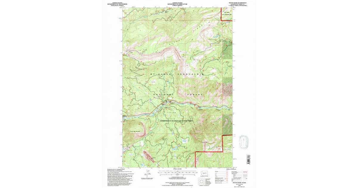 1992 Map of Tieton Basin, Yakima County, WA — High-Res | Pastmaps