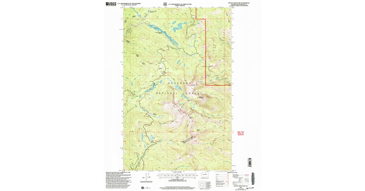 2001 Map of Tiffany Mountain, Okanogan County, WA — High-Res | Pastmaps