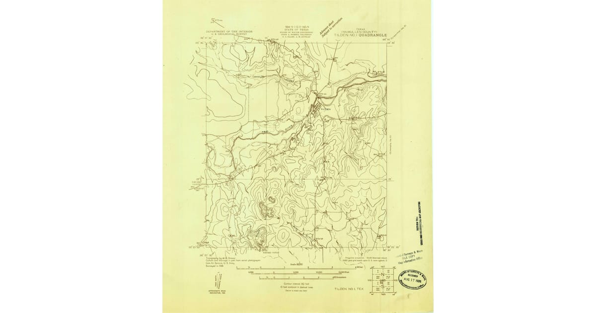 1925 Map of Tilden No. 1, McMullen County, TX — High-Res | Pastmaps