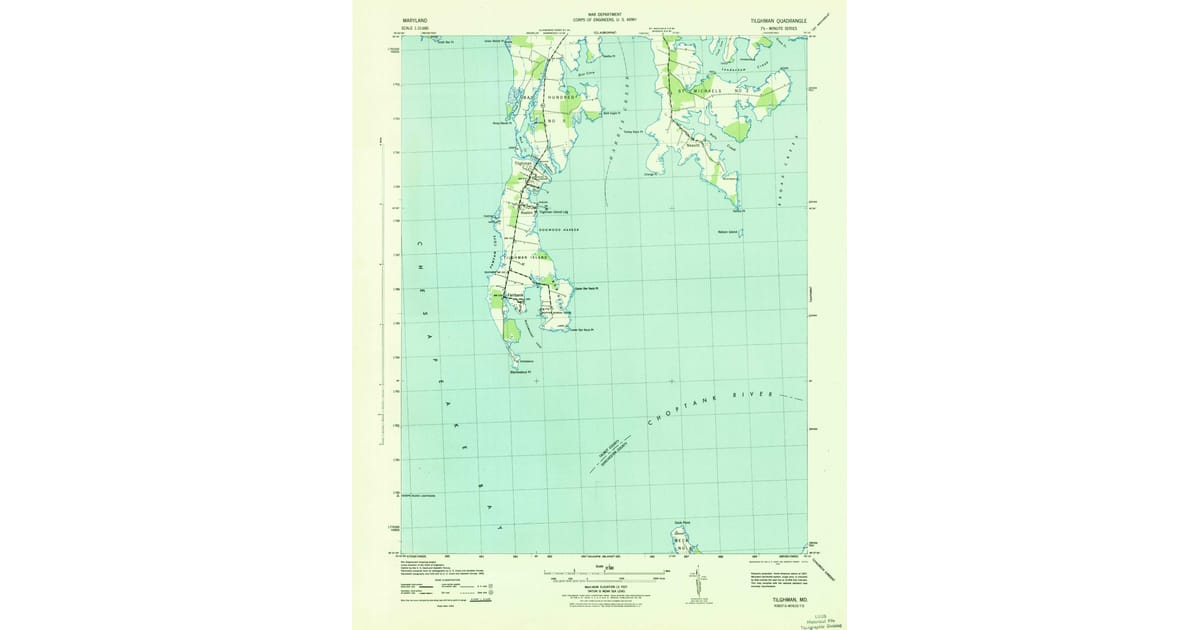 1940s Maps of Tilghman Island, MD | Pastmaps