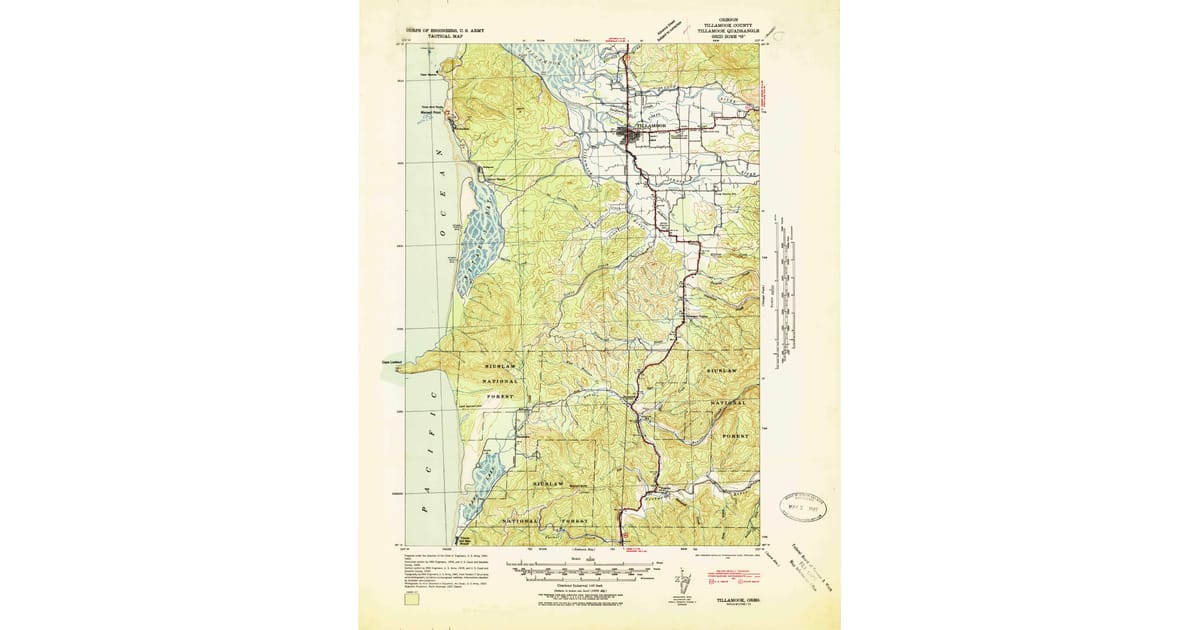 1942 Map of Tillamook, OR — High-Res | Pastmaps