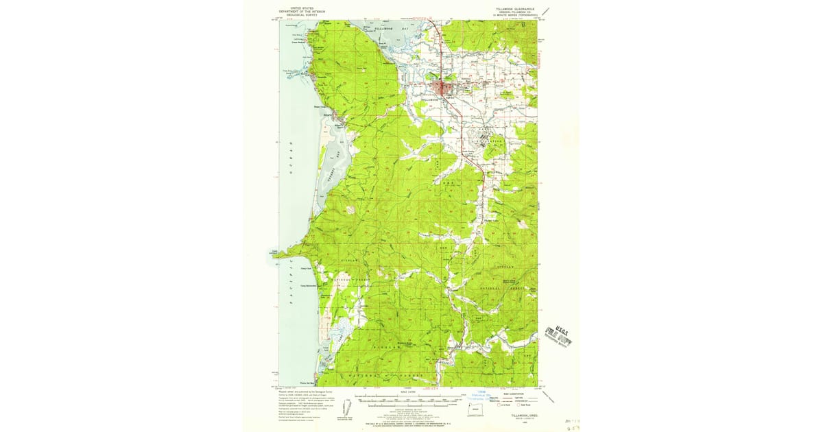 1955 Map of Tillamook, OR — High-Res | Pastmaps
