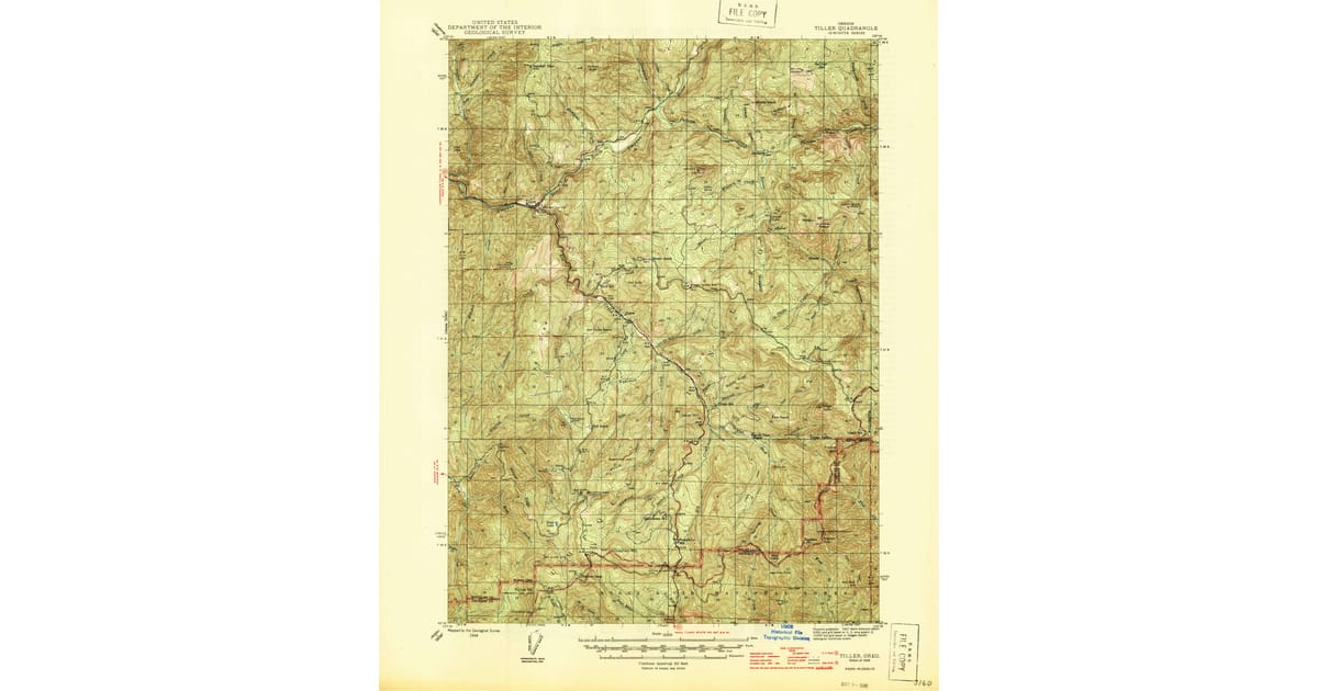 1944 Map of Tiller, Douglas County, OR — High-Res | Pastmaps