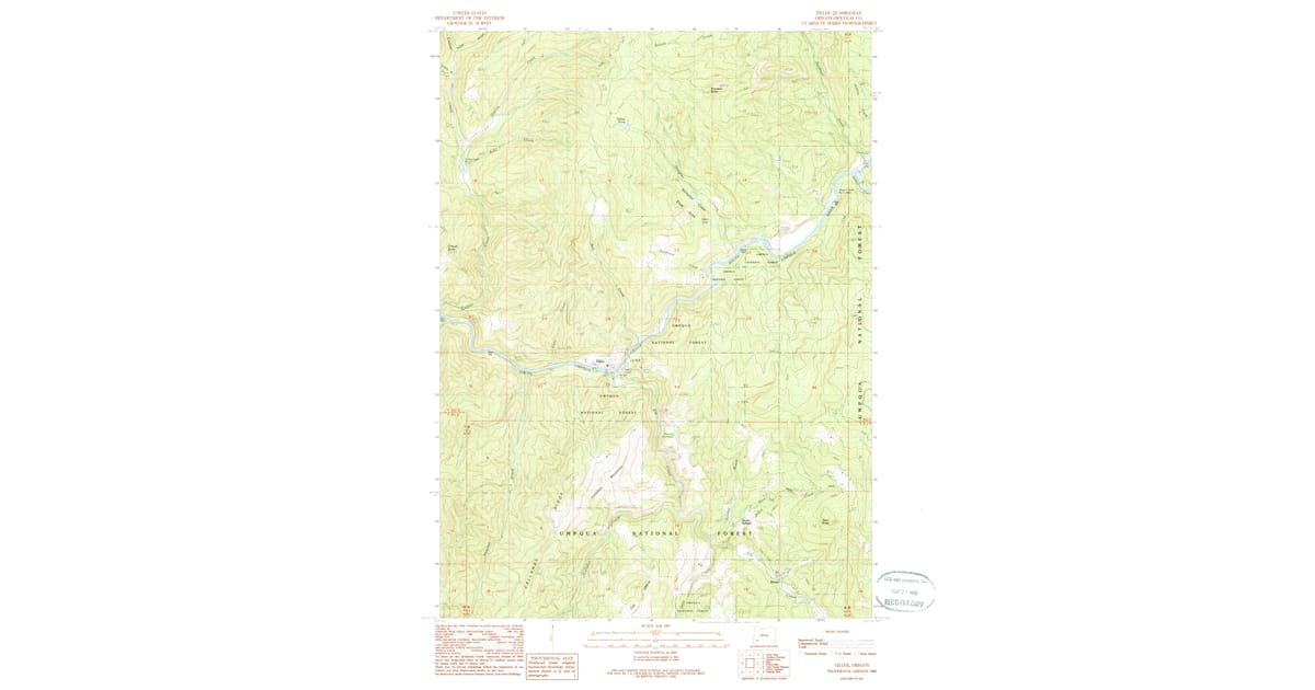 1989 Map of Tiller, Douglas County, OR — High-Res | Pastmaps