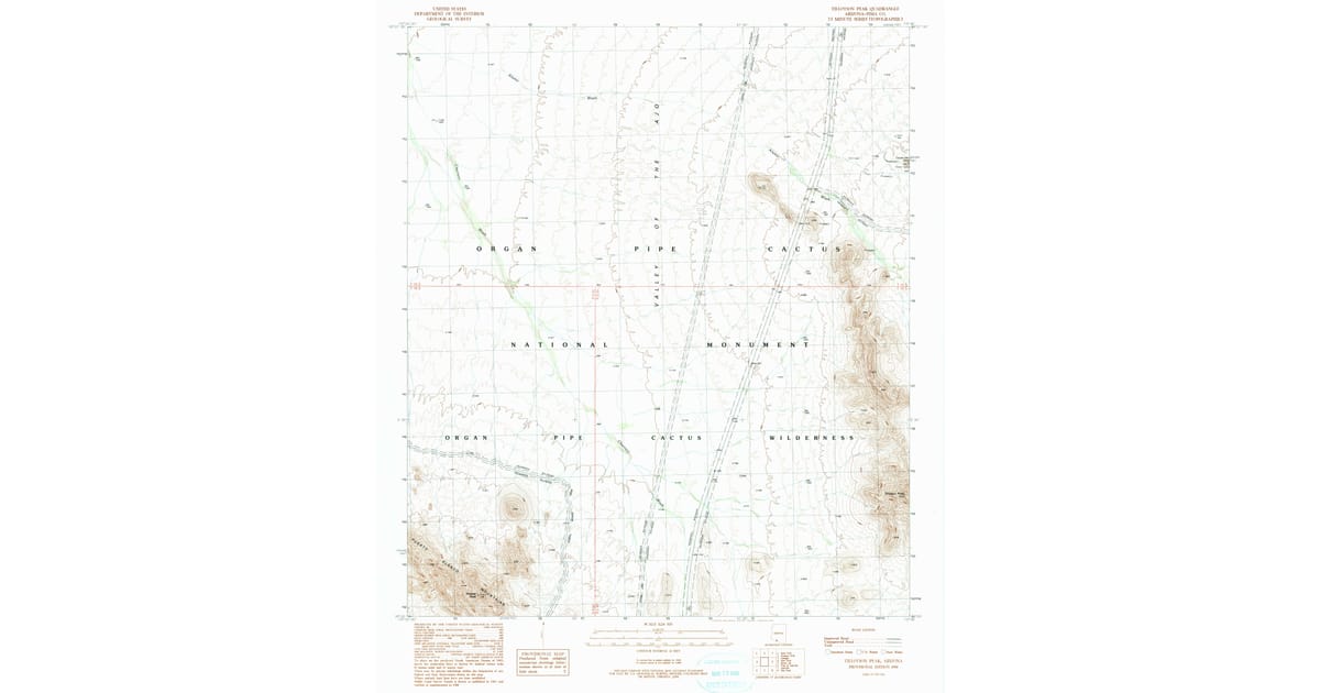 1990 Map of Tillotson Peak, Pima County, AZ — High-Res | Pastmaps