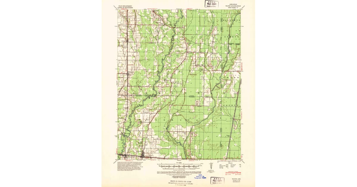 Old Maps of Shoffner, AR for Hiking & Exploration | Pastmaps