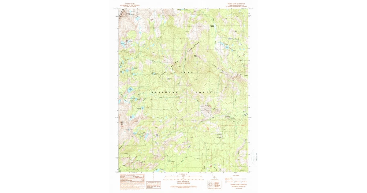 1990 Map of Timber Knob, Madera County, CA — High-Res | Pastmaps