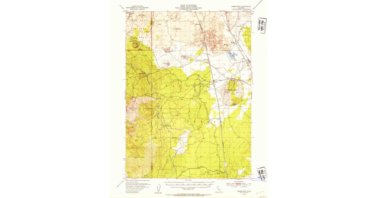 1952 Map of Timber Mountain, Modoc County, CA — High-Res | Pastmaps