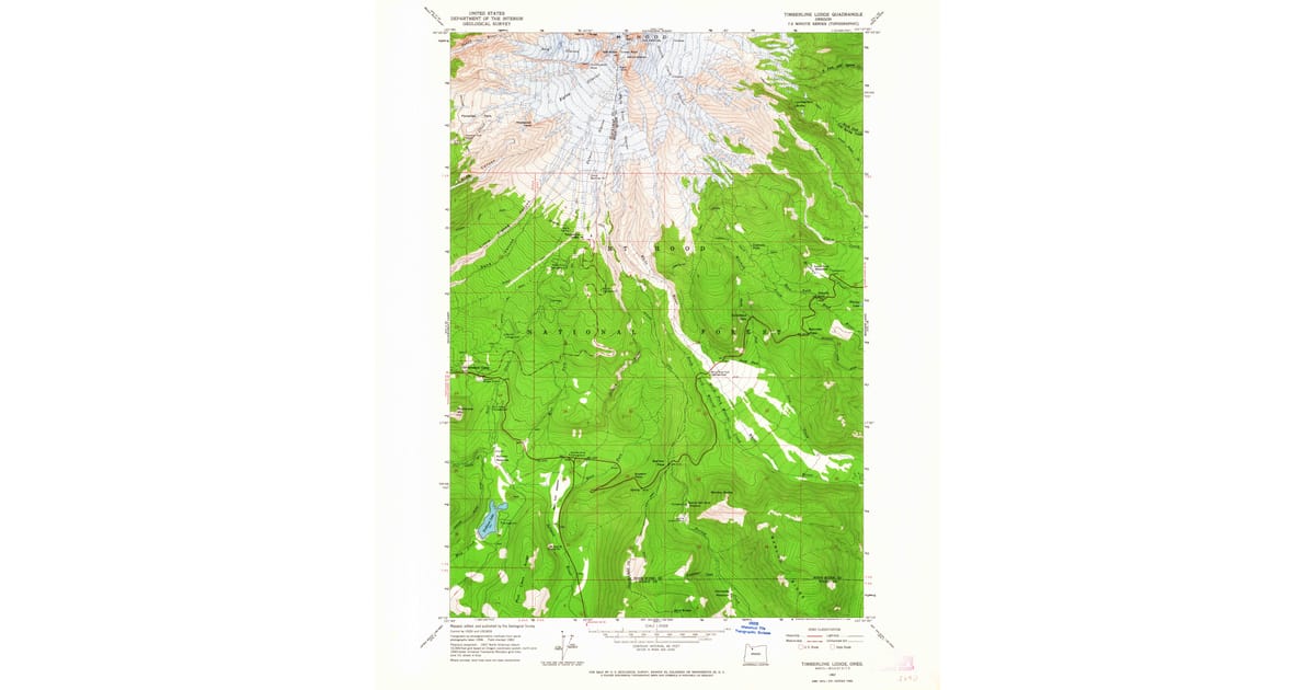 1962 Map of Timberline Lodge, Hood River County, OR — High-Res | Pastmaps