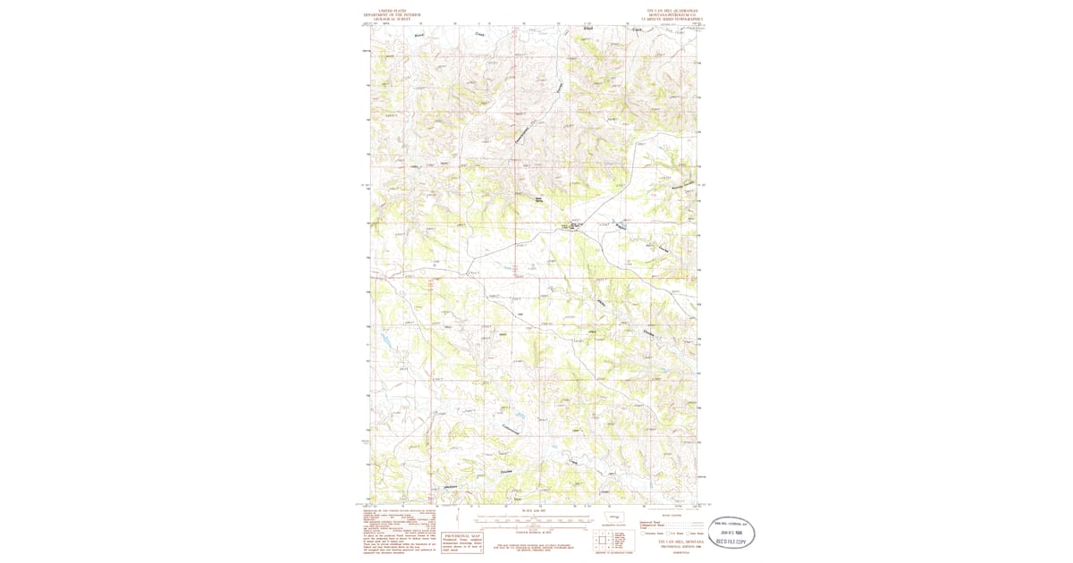 1986 Map of Tin Can Hill, Petroleum County, MT — High-Res | Pastmaps