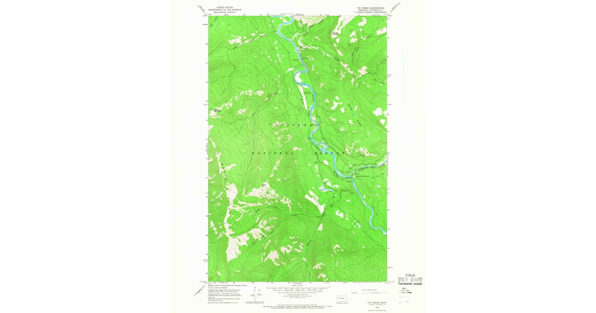 1965 Map of Tin Creek, Flathead County, MT — High-Res | Pastmaps