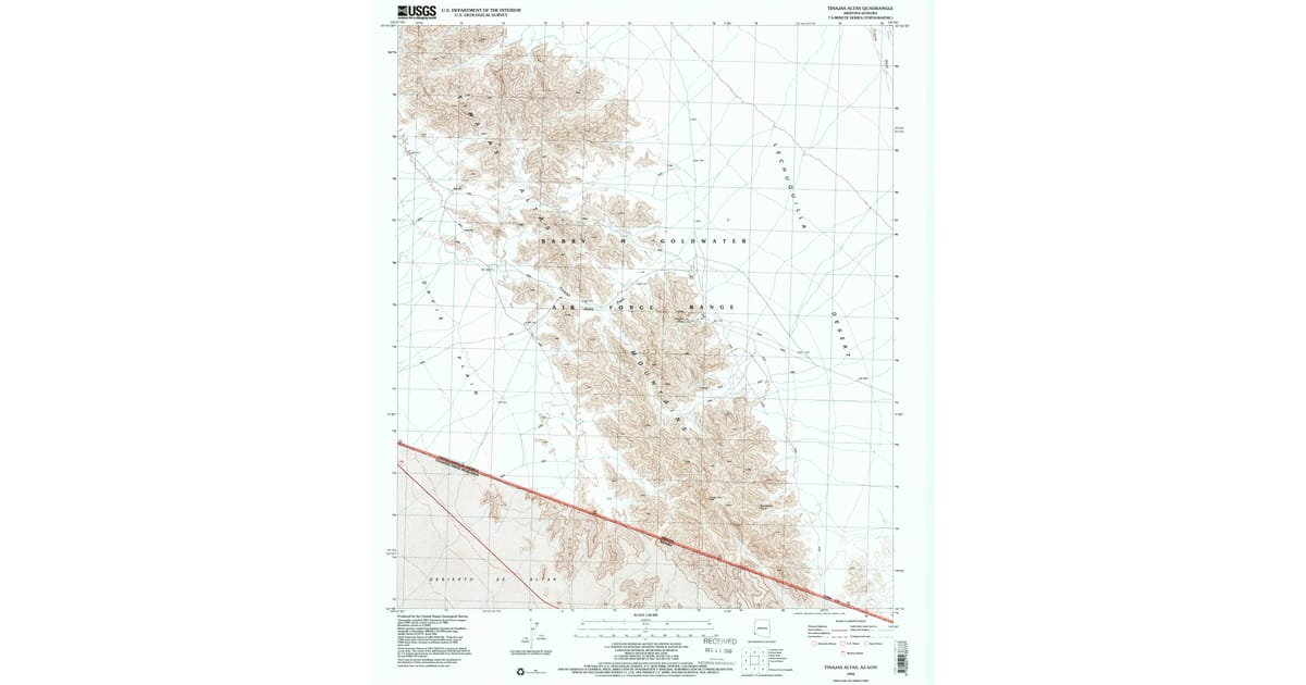 1996 Map of Tinajas Altas, Yuma County, AZ — High-Res | Pastmaps