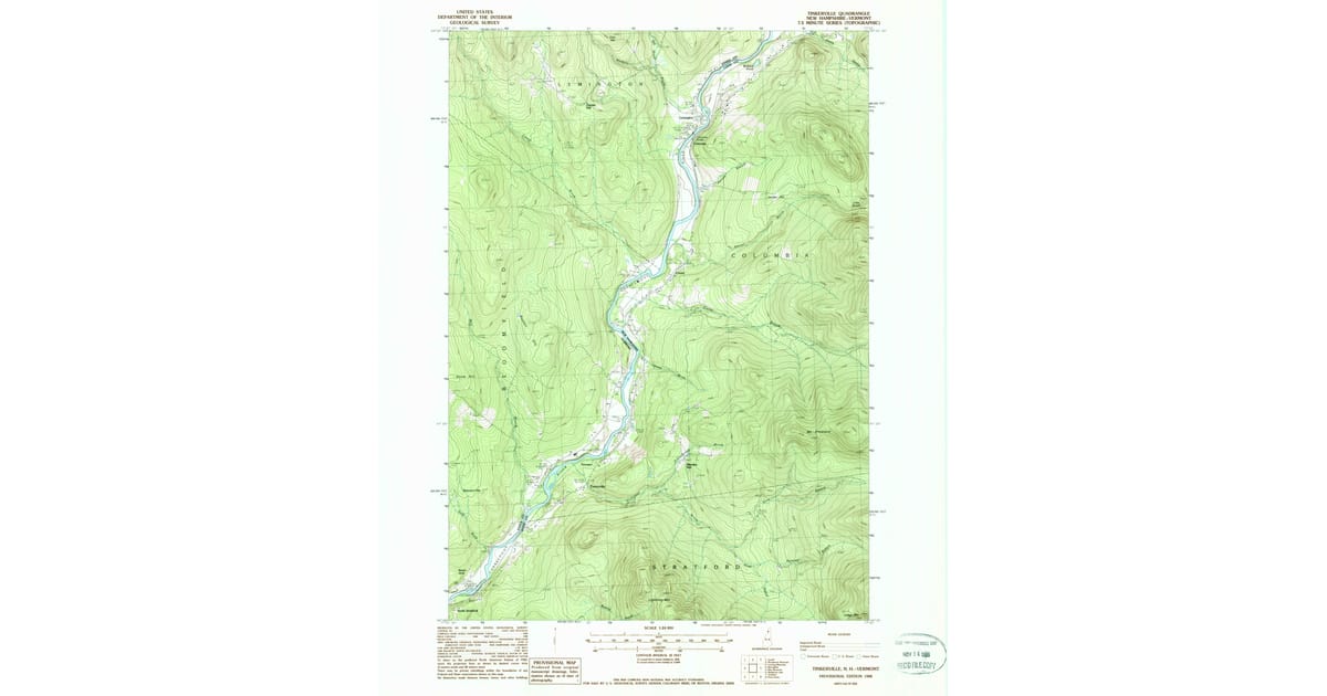 1988 Map of Tinkerville, Coos County, NH — High-Res | Pastmaps