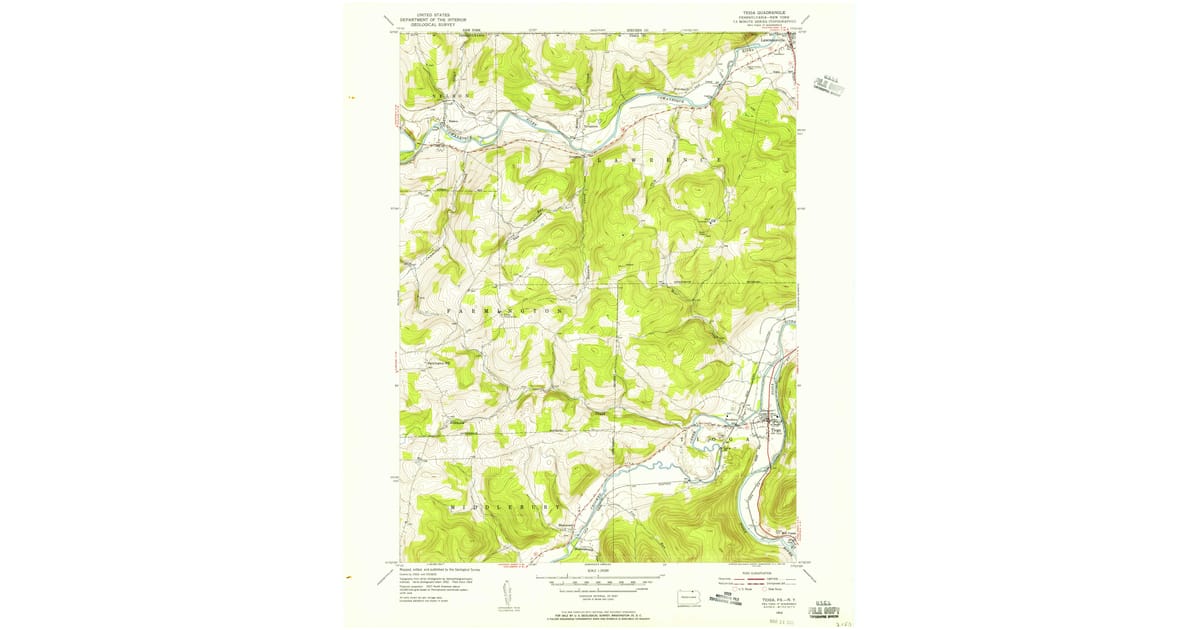 1954 Map of Tioga, Tioga County, PA — High-Res | Pastmaps