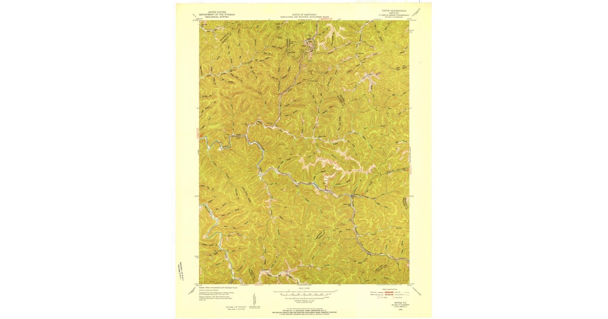 1951 Map of Tiptop, Breathitt County, KY — High-Res | Pastmaps